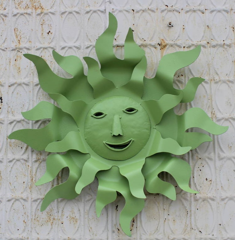 Large Metal Sun with Face Design