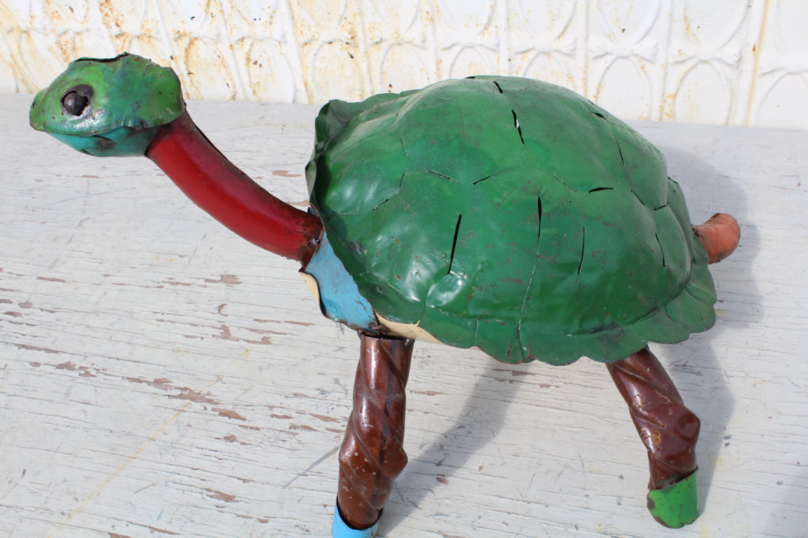 Large Recycled Metal Colorful Turtle Yard Decor