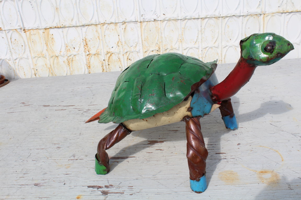 Large Recycled Metal Colorful Turtle Yard Decor
