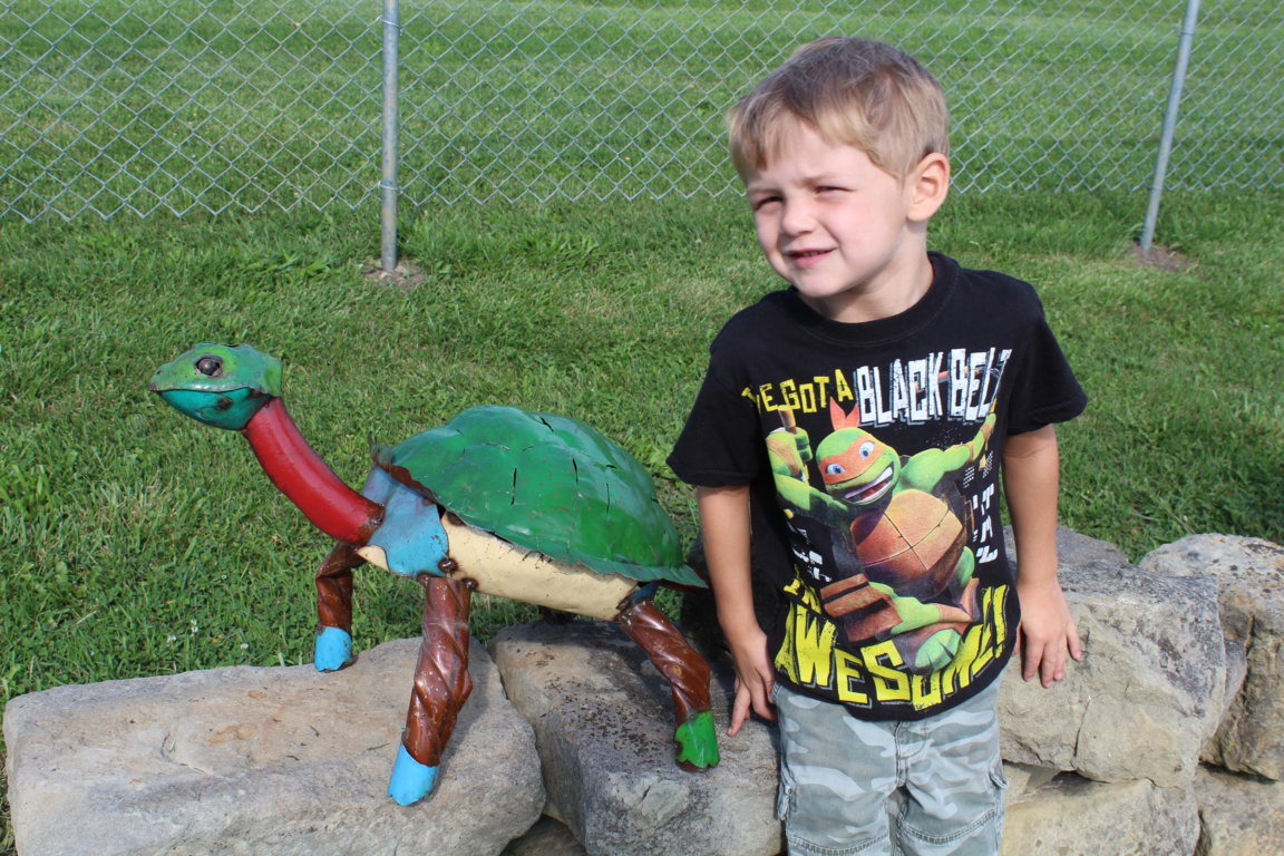 Large Recycled Metal Colorful Turtle Yard Decor