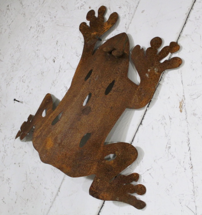 Large Tin Frog - Recycled Metal Art - Garden Ornament