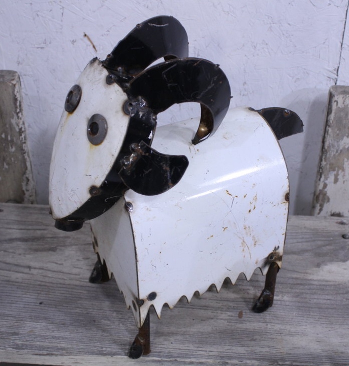 Large White Metal Mountain Goat Yard Art