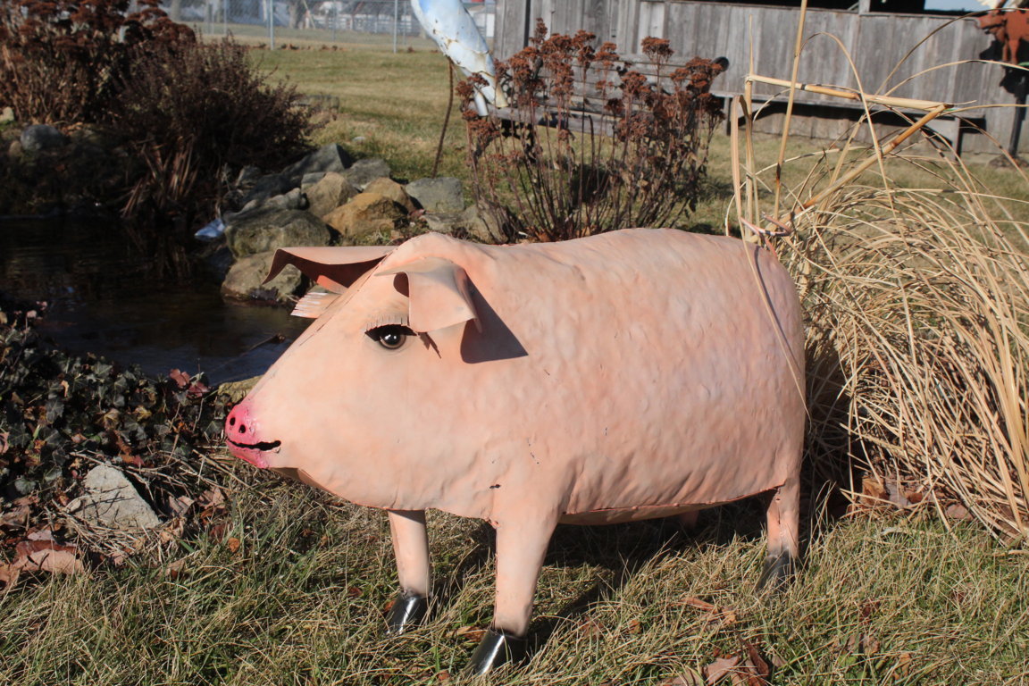 22" Large Pink Pig Swine Yard Art