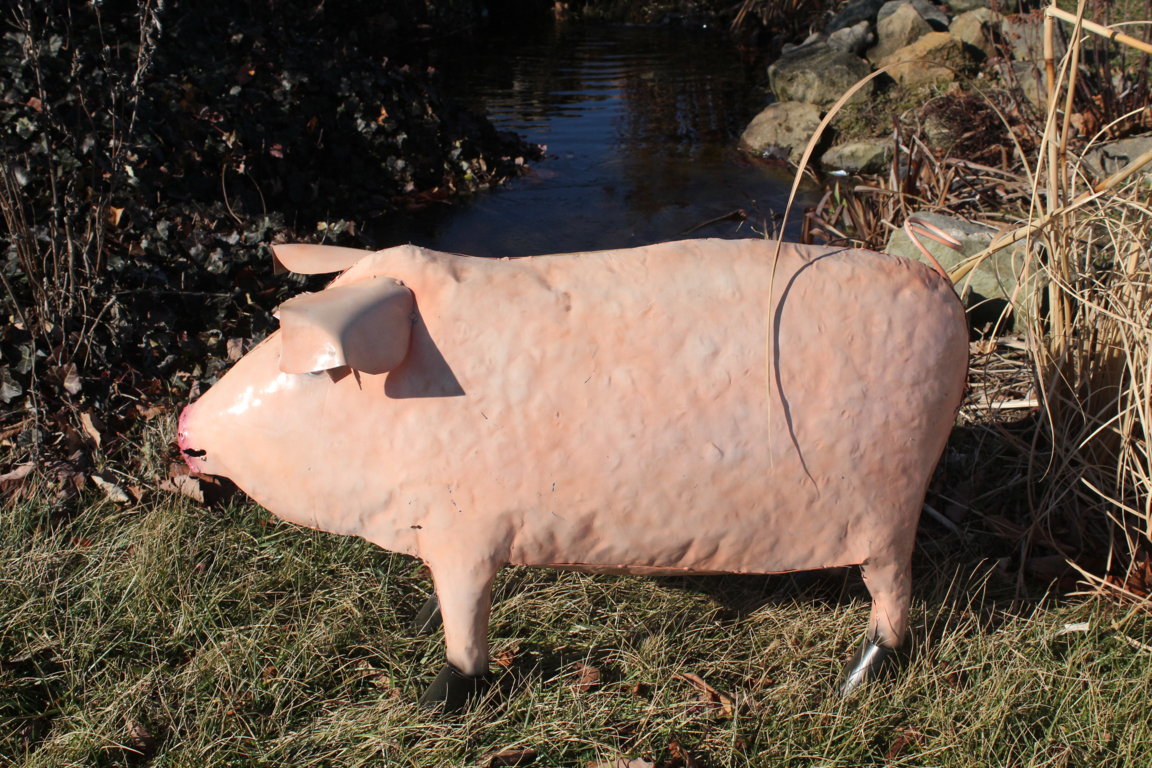 22" Large Pink Pig Swine Yard Art