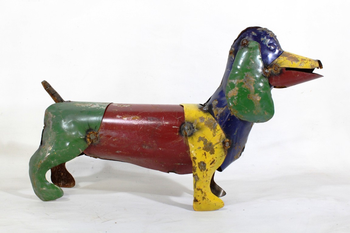 Large Recycled Metal Dachshund Dog Yard Art