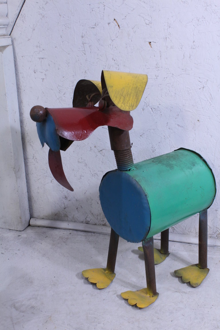 Large Recycled Metal Dog Yard Decor