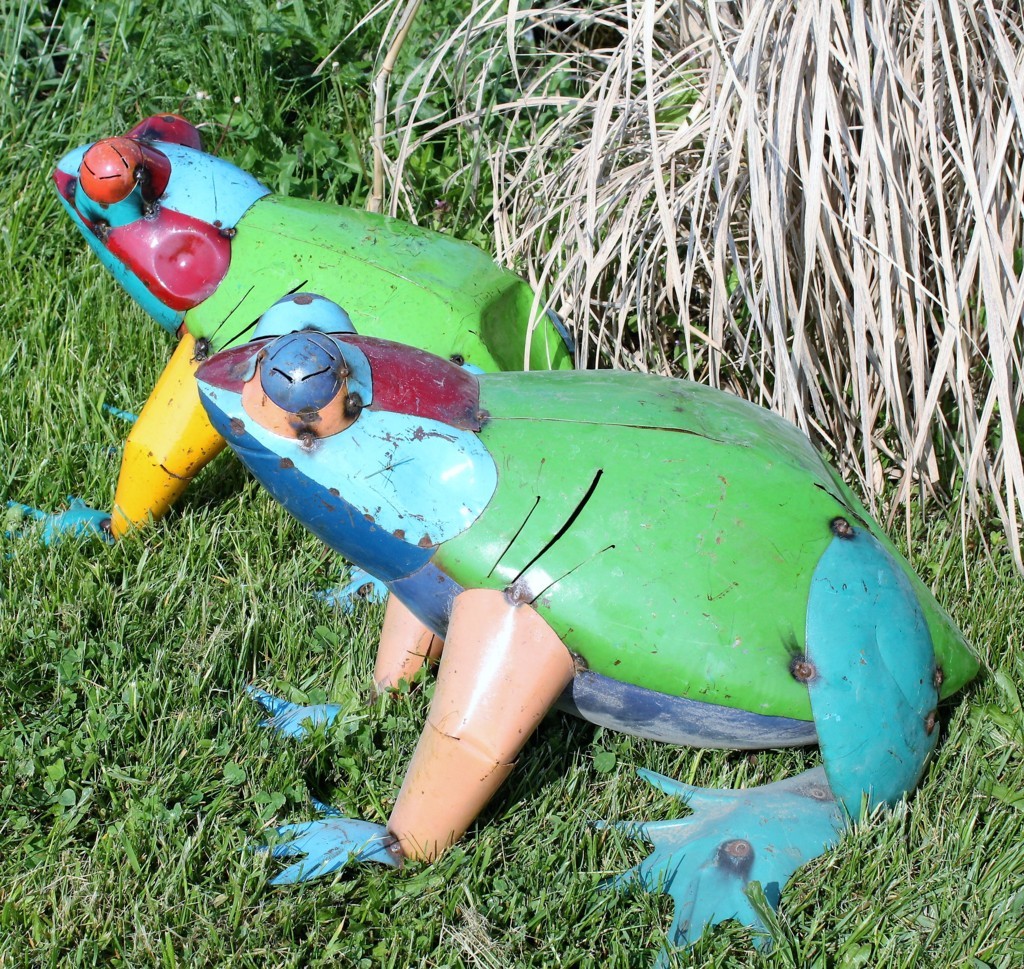 Large Recycled Metal Frog - Handmade & Colorful