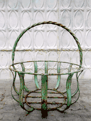Medium Round Strap Basket - Wrought Iron Flower Basket