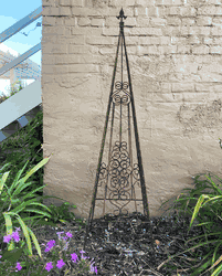 Medium Metal Scroll Flower Topiary - Garden Obelisk