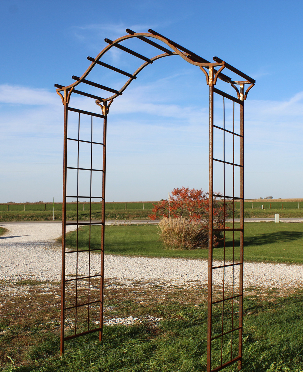 Patterson Metal Arch and Trellis - 108"t Garden Arbor - Lattice Side