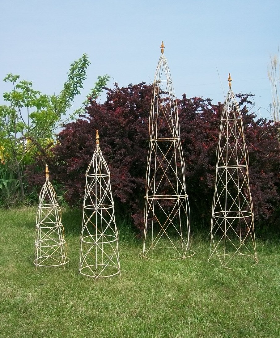 Metal Beehive Flower Topiaries - Garden Obelisk
