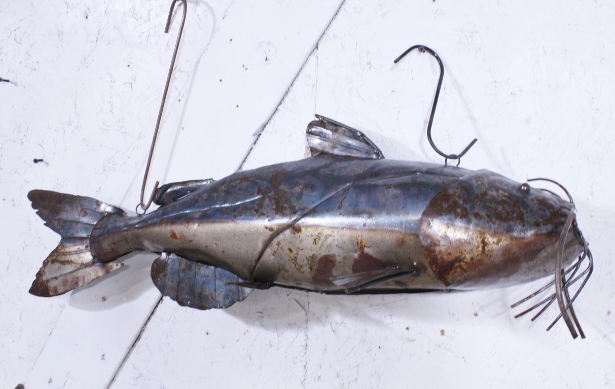 Metal Catfish in Rust or Painted Decorative Aquatic Animal