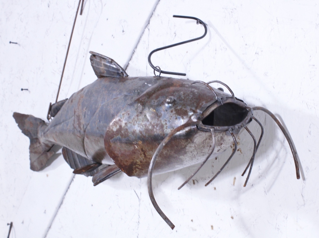 Metal Catfish in Rust or Painted Decorative Aquatic Animal