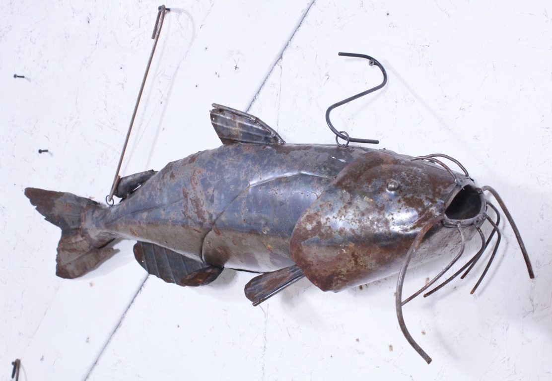 Metal Catfish in Rust or Painted Decorative Aquatic Animal