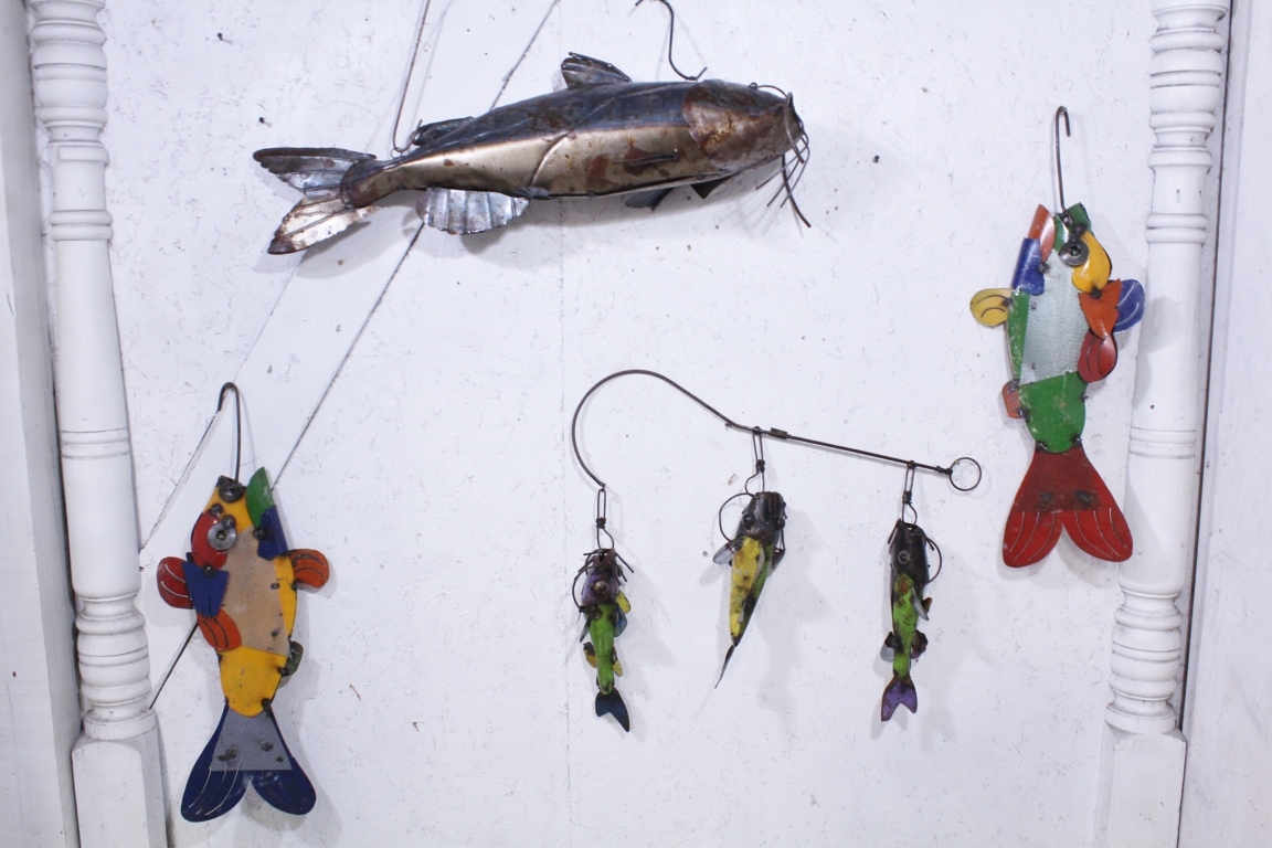 Metal Catfish in Rust or Painted Decorative Aquatic Animal