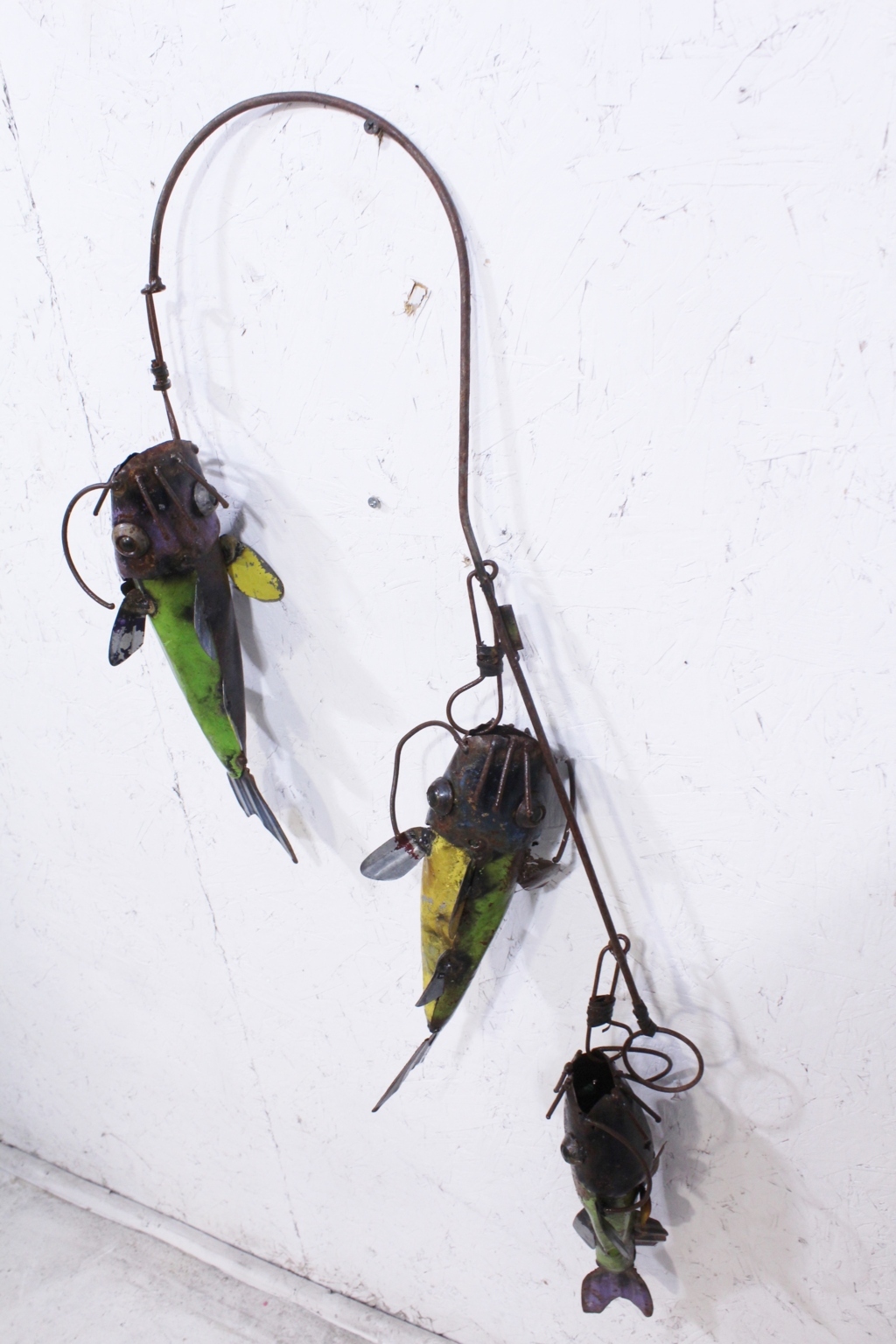 Recycled metal Fish on a String