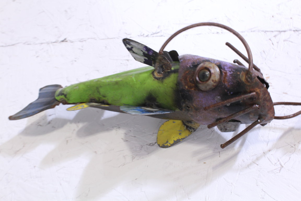 Recycled metal Fish on a String