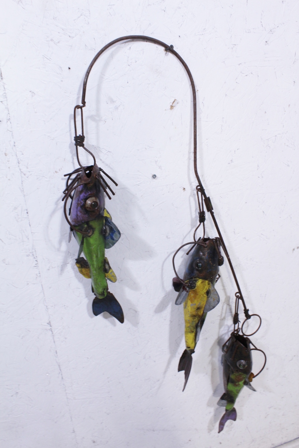Recycled metal Fish on a String