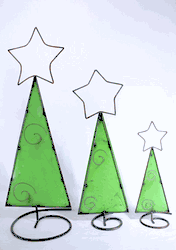 Metal Christmas Trees in 3 Sizes Green and Rusty