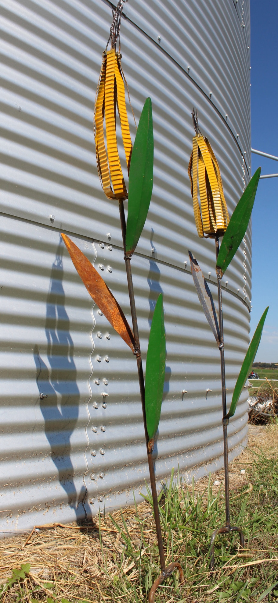 Metal Corn Stalk Garden Stake Yard Decor