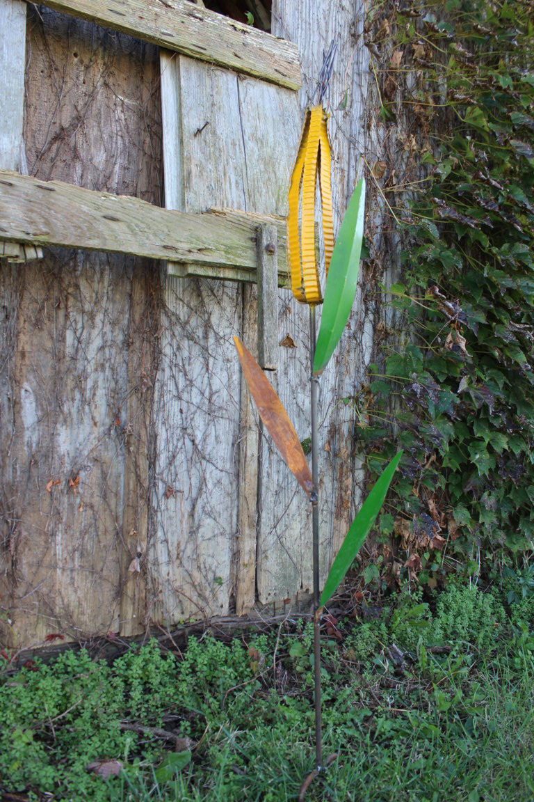 Metal Corn Stalk Garden Stake Yard Decor