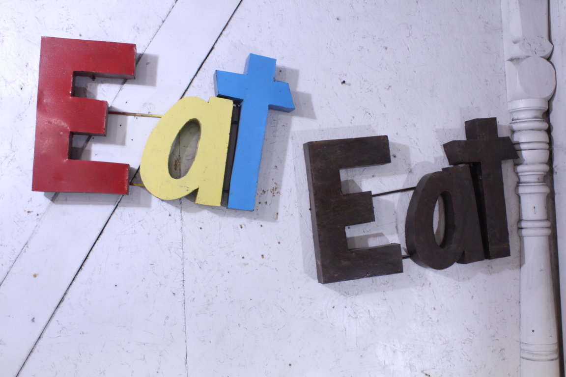 14' Meat Eat Sign Rusty or Colorful. Hanging Wall decor