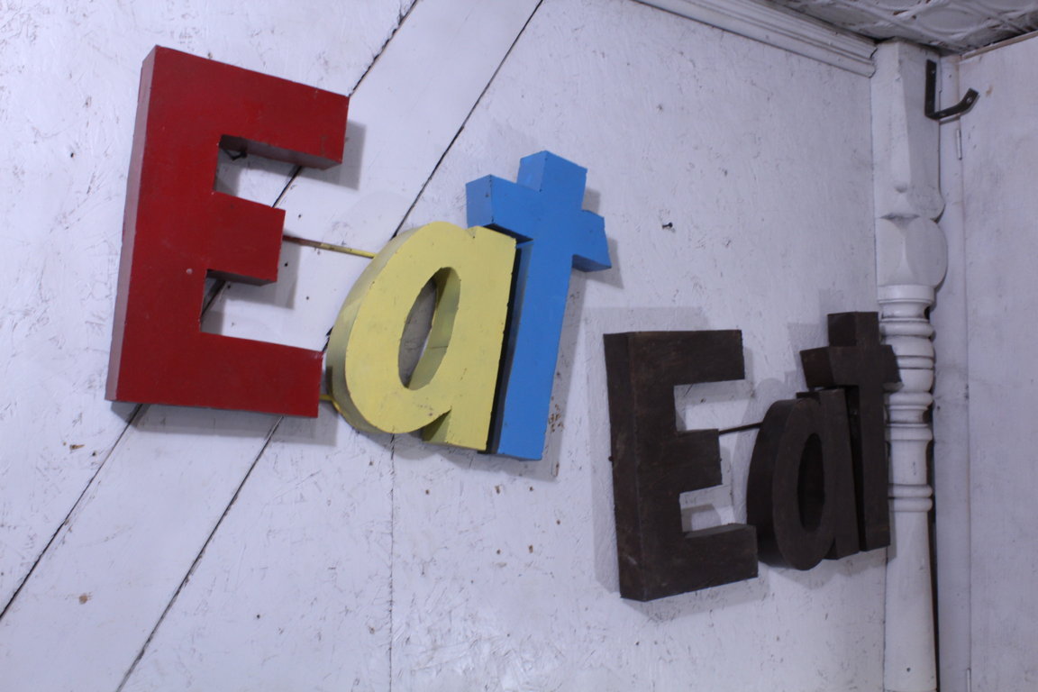 14' Meat Eat Sign Rusty or Colorful. Hanging Wall decor