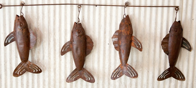 Metal Fish on a String Folksy Yard art