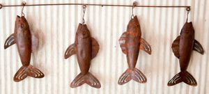 Metal Fish on a String Folksy Yard art