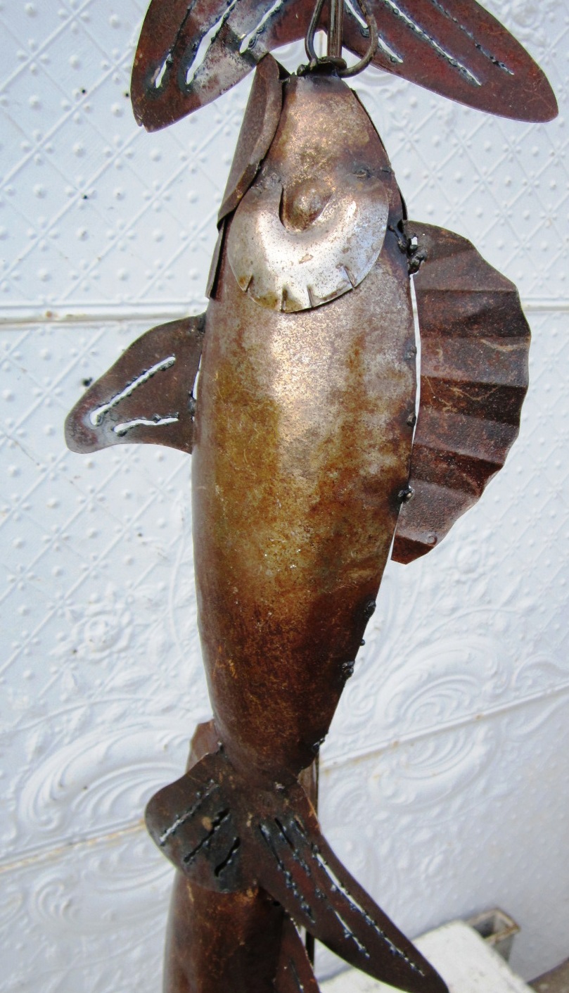 Metal Fish on a String Folksy Yard art