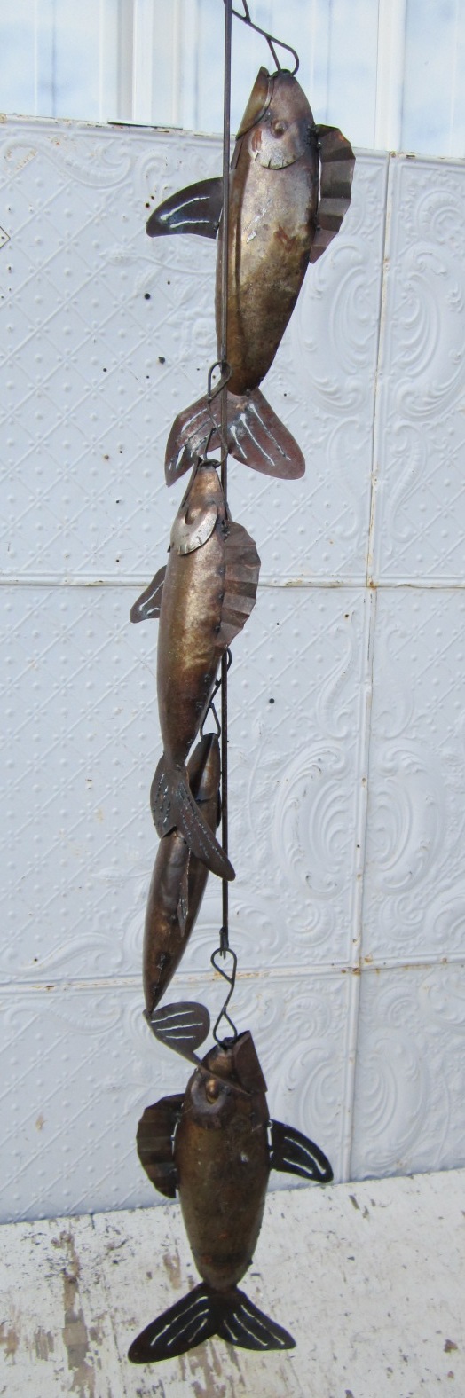 Metal Fish on a String Folksy Yard art