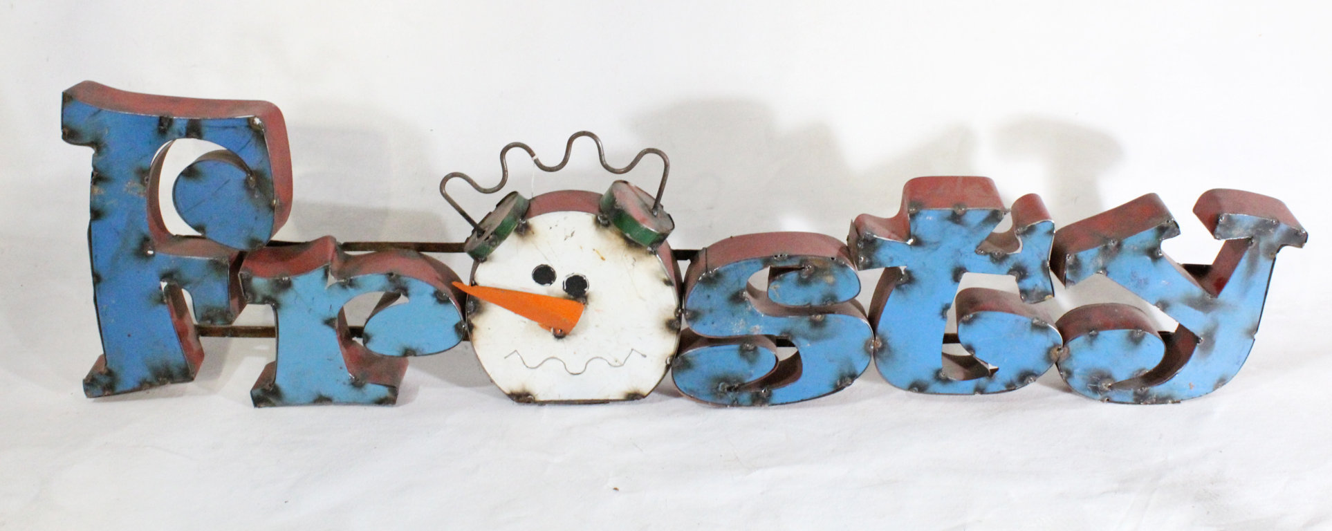 Metal Frosty Sign Winter Hanging Wall Decor