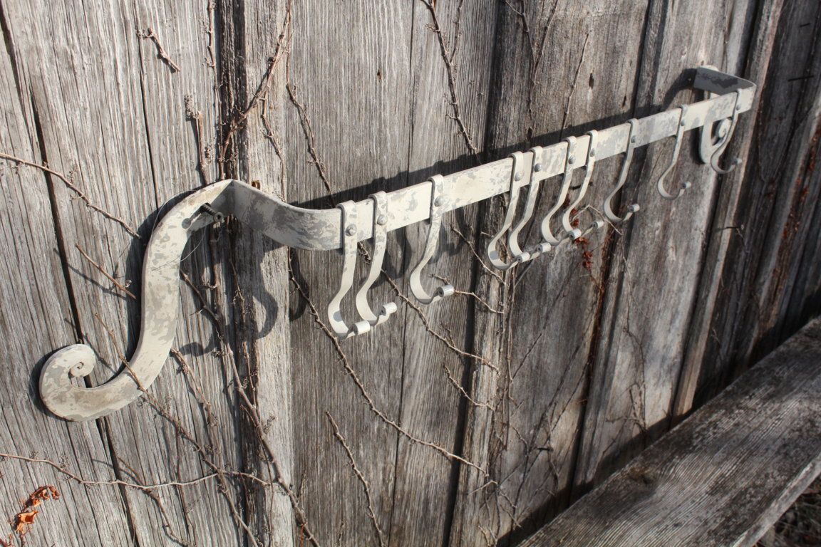 Shabby Chic Metal Coat Hanger- Pot Rack Hanging Wall Decor