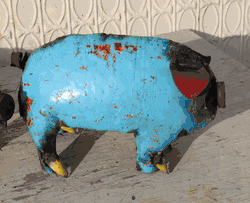 Metal Large Pig - Recycled Metal Art - Garden Ornament