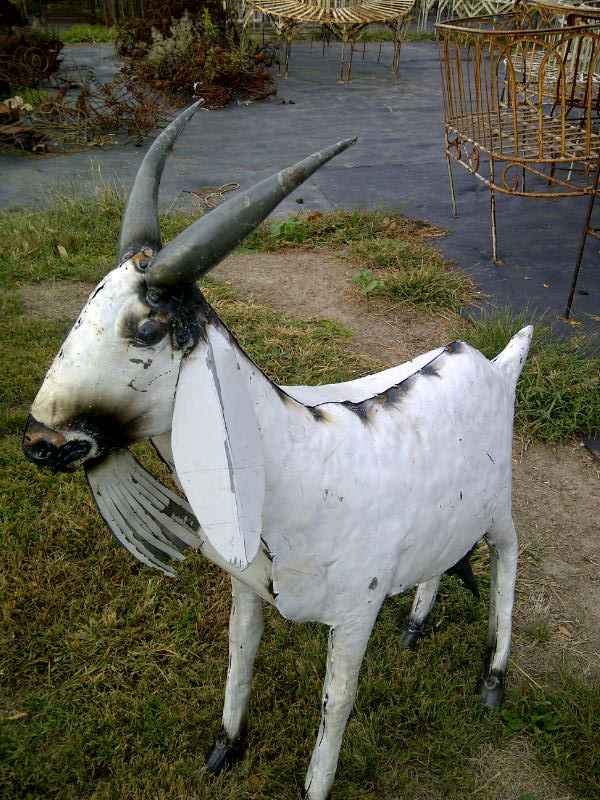 Metal Mama Goat - Recycled Statue - Yard Art