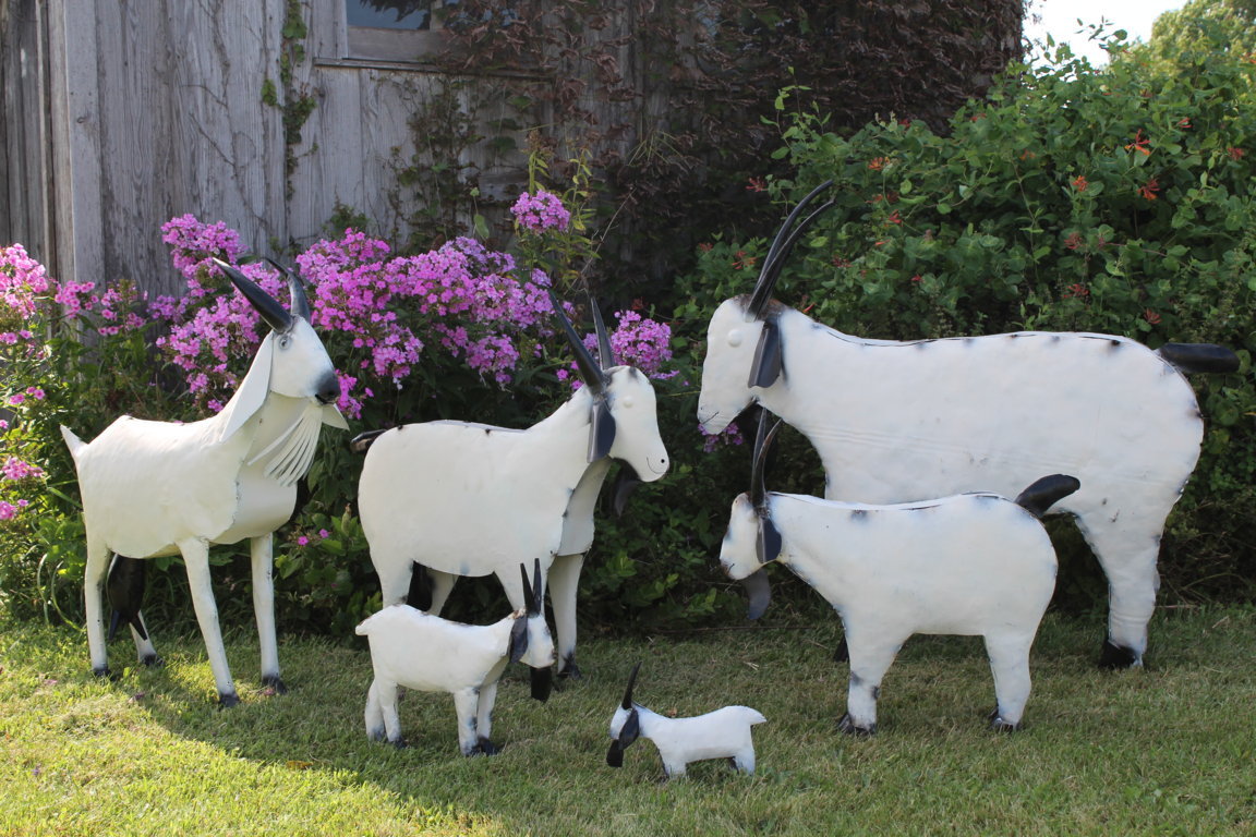 Metal Mama Goat - Recycled Statue - Yard Art