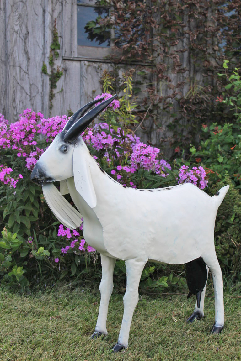 Metal Mama Goat - Recycled Statue - Yard Art