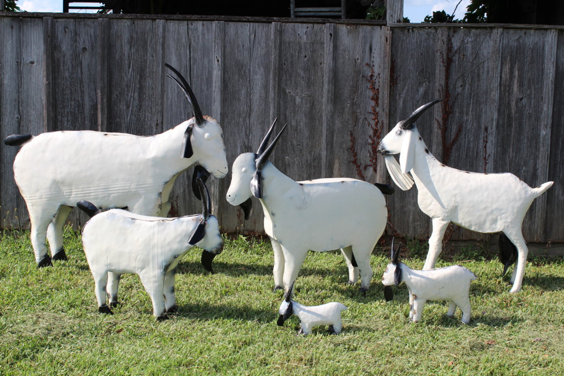 Metal Mama Goat - Recycled Statue - Yard Art