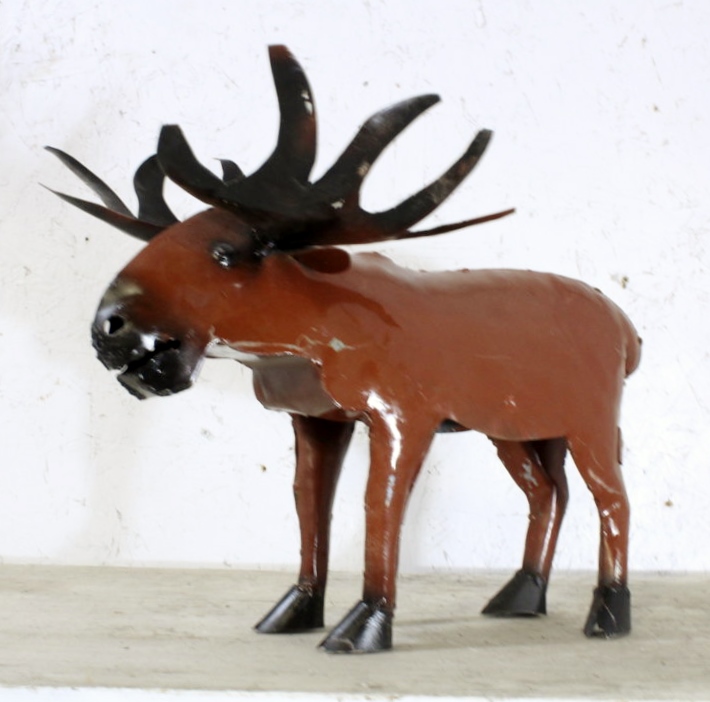 13" Metal Moose Woodsy Lawn Decor