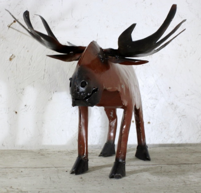 13" Metal Moose Woodsy Lawn Decor