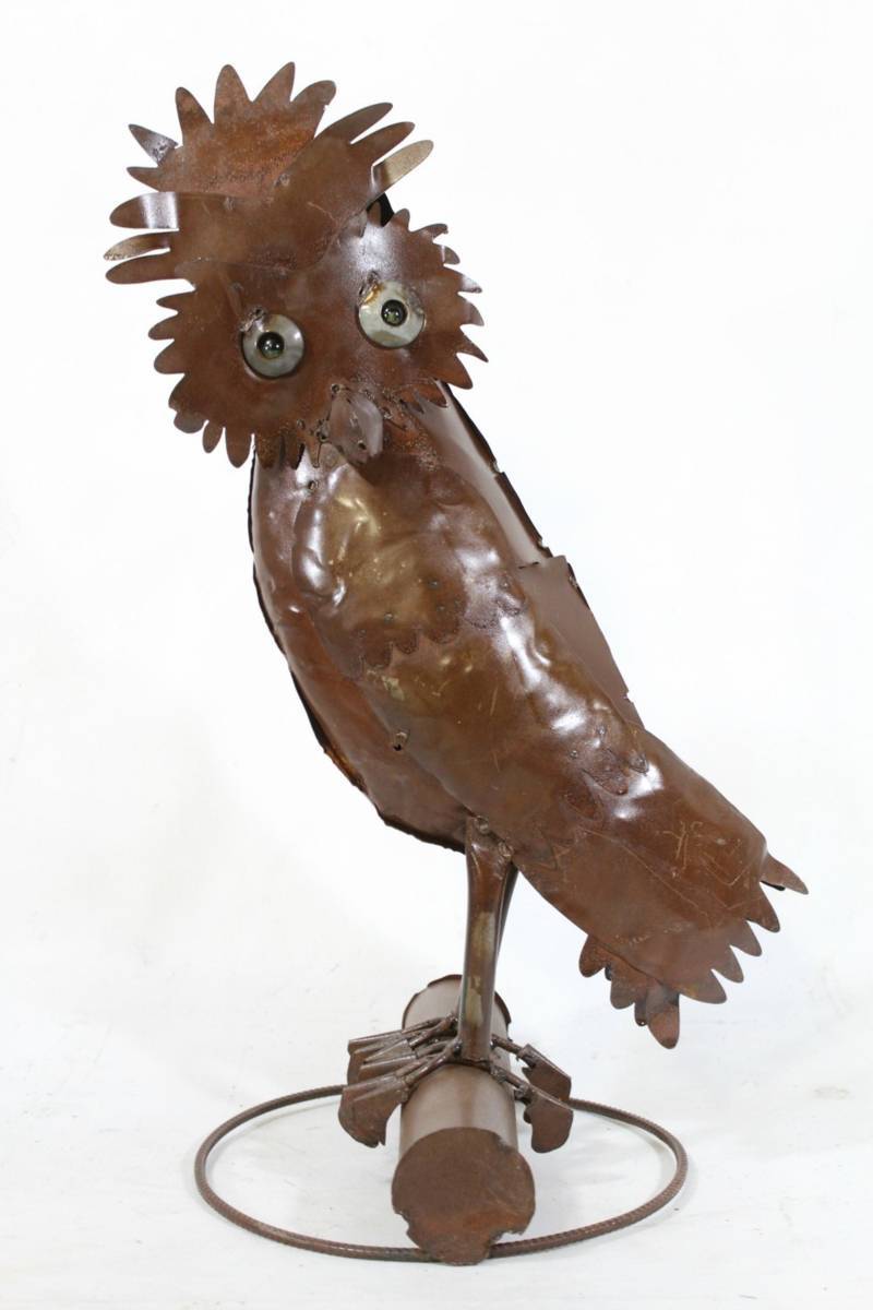 Metal Owl Porch or Patio Decoration Bird Yard Ornament
