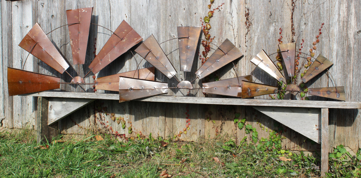 Metal Rustic Half Windmill Wall Decor