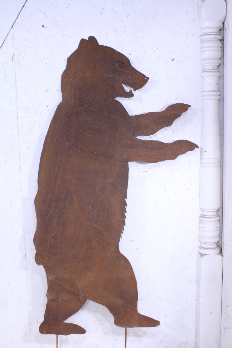 Big Metal Standing Bear Yard Ornament - Garden Stake