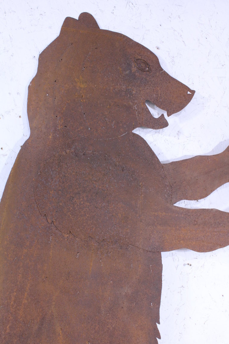 Big Metal Standing Bear Yard Ornament - Garden Stake