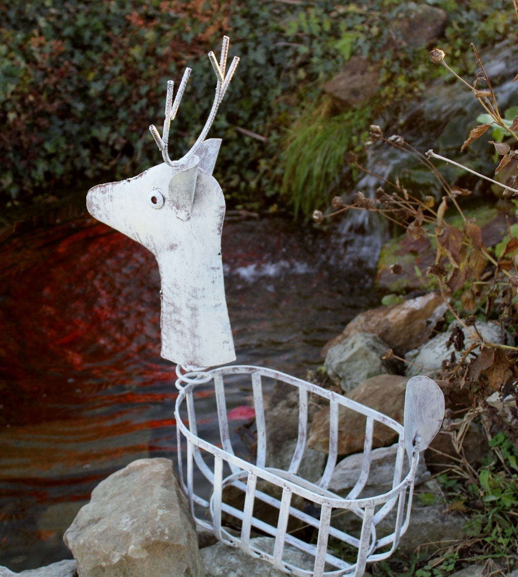 Metal Table Top Deer Basket Decorative Animal Basket