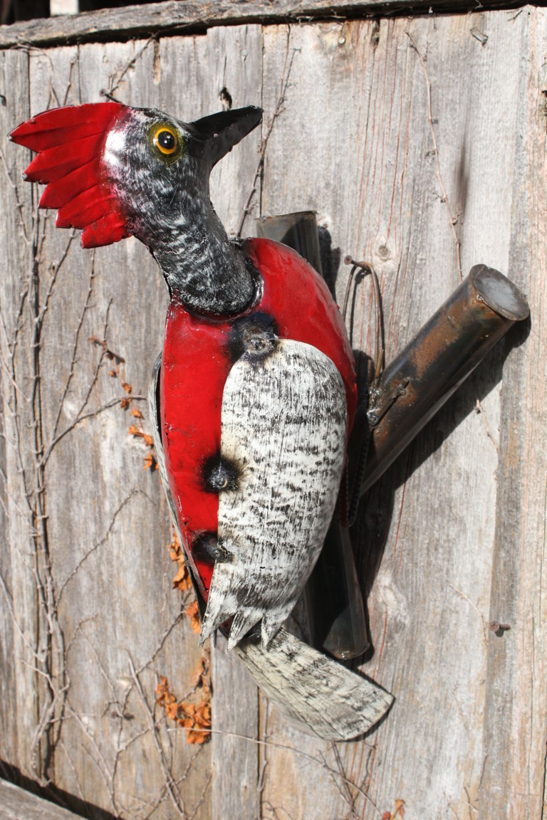 Metal Woodpecker Wall Decor Bird Sculpture