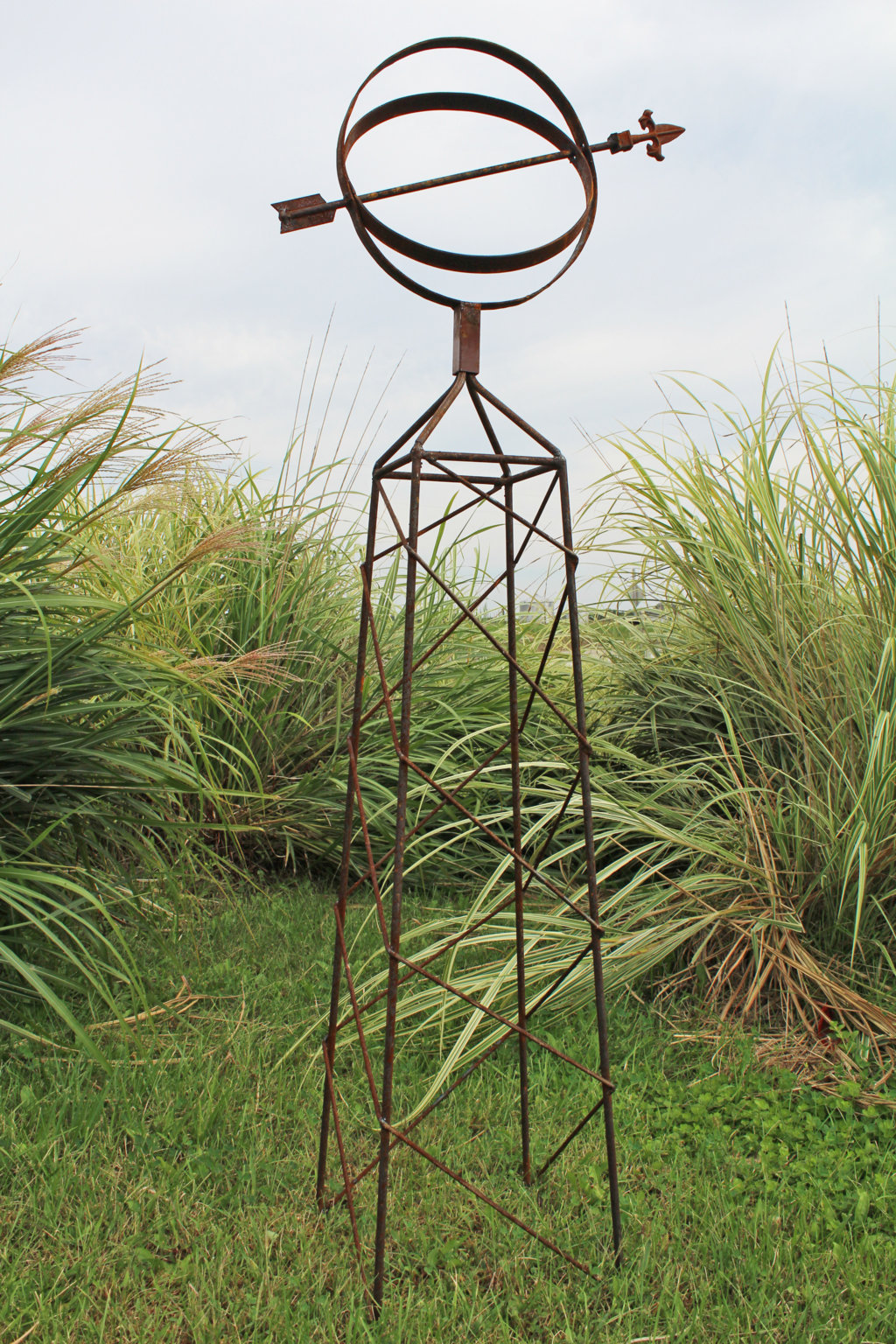 Military 53" Tall Wrought Iron Topiary Trellis w/ Sundial