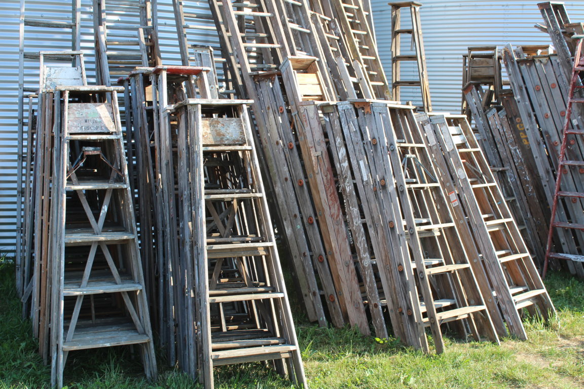 Old Vintage Ladder Assortment Wooden Ladders for Decorating