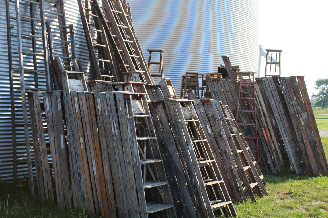 Old Vintage Ladder Assortment Wooden Ladders for Decorating