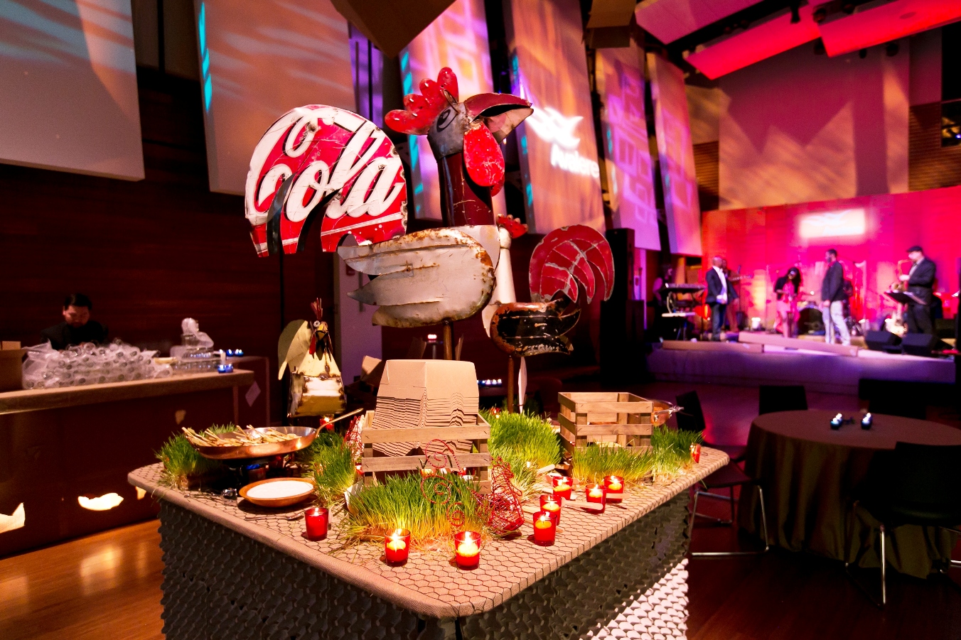 Our Metal Yard Art Chickens Were Center Pieces